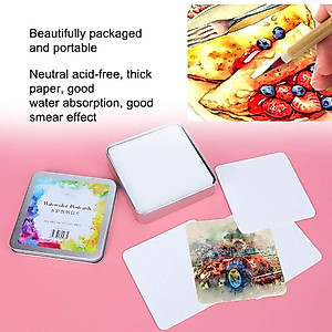 Gerioie Watercolor Paper, Art Paper Watercolor Paper Pad Watercolor Tool, Paper Craft Supplies Cold(Square tin Box 24/Sheet)