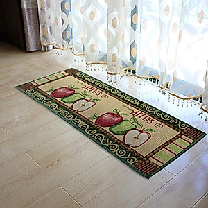 yazi Fabric Kitchen Mat Area Rug Fresh Picked Apples,47x18 Inches and 23x18 Inch, Vintage Apples Jacquard Cotton Fiber Rectangular Bedroom Floor Mat Doormat