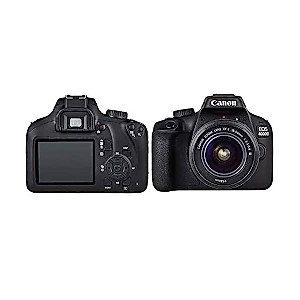 Canon EOS 4000D / Rebel T100 DSLR Camera with 18-55mm Lens, 64GB Memory Card, Case, Photo Software, LPE10 Battery, Flex Tripod, Hand Strap, Memory Wallet, Cleaning Kit (Renewed)