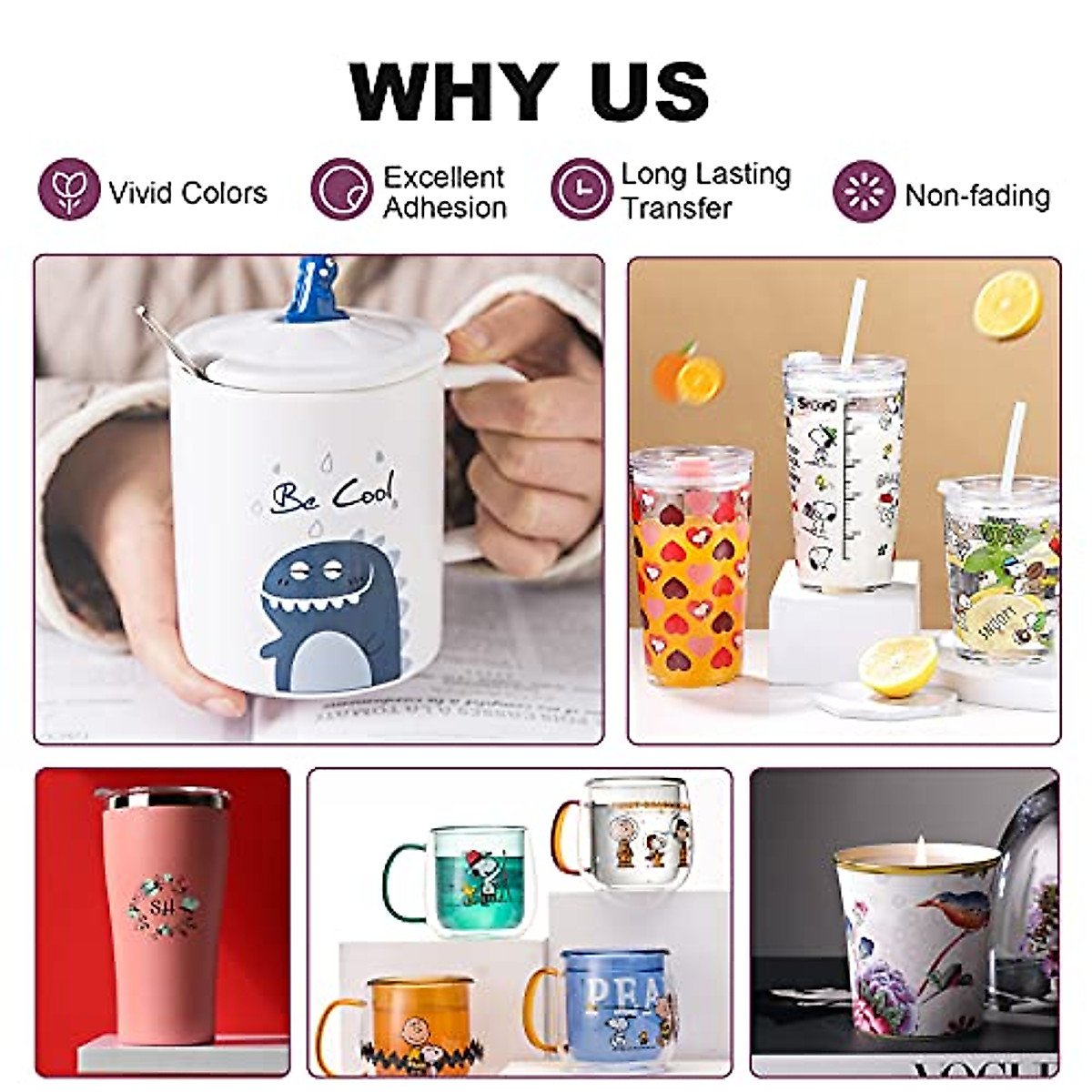 20 Sheets Waterslide Decal Paper INKJET CLEAR,8.5X11 Inch Water Slide Transfer Paper Transparent Printable for Tumblers,Ceramics,Plastics,Glasses,DIY