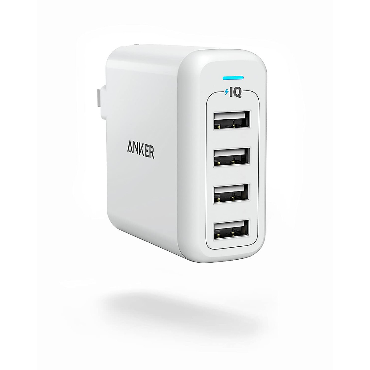Anker 40W 4-Port USB Wall Charger with Foldable Plug, PowerPort 4 for iPhone 11/XS/XS Max/XR/X/8/7/6/Plus, iPad Pro/Air 2/Mini 4/3, Galaxy/Note/Edge, LG, Nexus, HTC, and More, white (A2142)