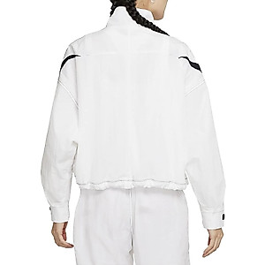 Nike Women's Sportswear Swoosh Repel Oversized Jacket Size (as1, alpha, s, regular, regular, White/Black Swoosh, Small)
