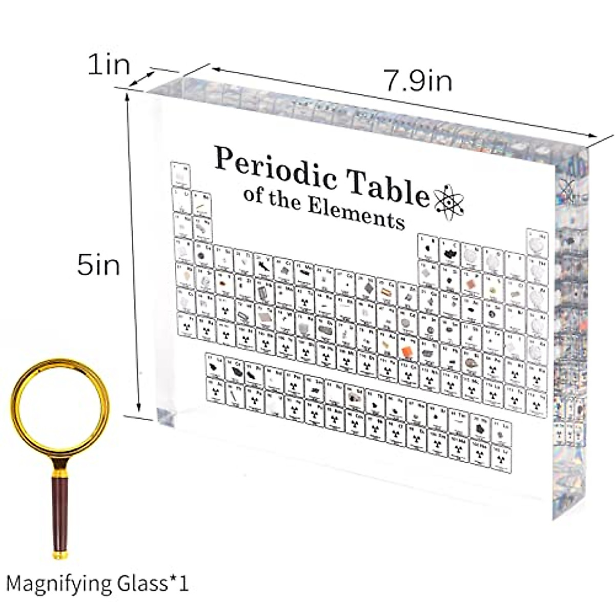 Periodic Table with Real Elements-Inside - Large Acrylic Science Periodic Table with Elements Samples 7.9 x 5 x 1 Inches Ins-PerTab-027 0