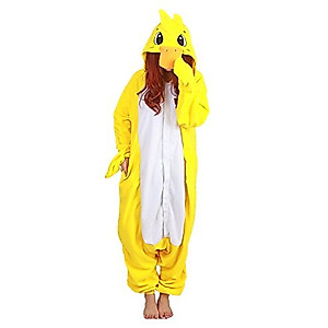 WOTOGOLD Animal Cosplay Costume Duck Unisex Adult Pajamas Yellow, Large