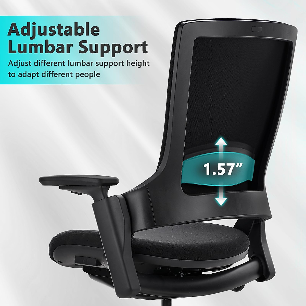 CLATINA Ergonomic High Swivel Executive Chair with Adjustable Height 3D Arm Rest Lumbar Support and Upholstered Back for Home Office Black BIFMA Certification No. 5.1