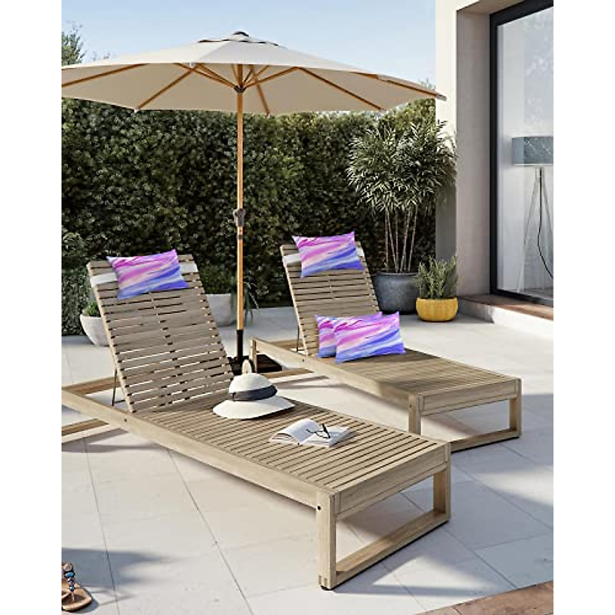 Recliner Head Pillow Ledge Loungers Chair Pillows with Insert Modern Abstract Ink Paint Ripples Fluid Watercolor Lumbar Pillow with Adjustable Strap Patio Garden Cushion for Sofa Bench Couch, 2 PCS