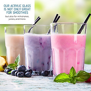 12 Oz Drinking Glasses Tritan Acrylic Cups Set By Decor Works - Glassware Plastic Tumblers - Water Glasses Acrylic Glasses - BPA Free & Durable - Dishwasher Safe Drinking Glasses Set Of 6