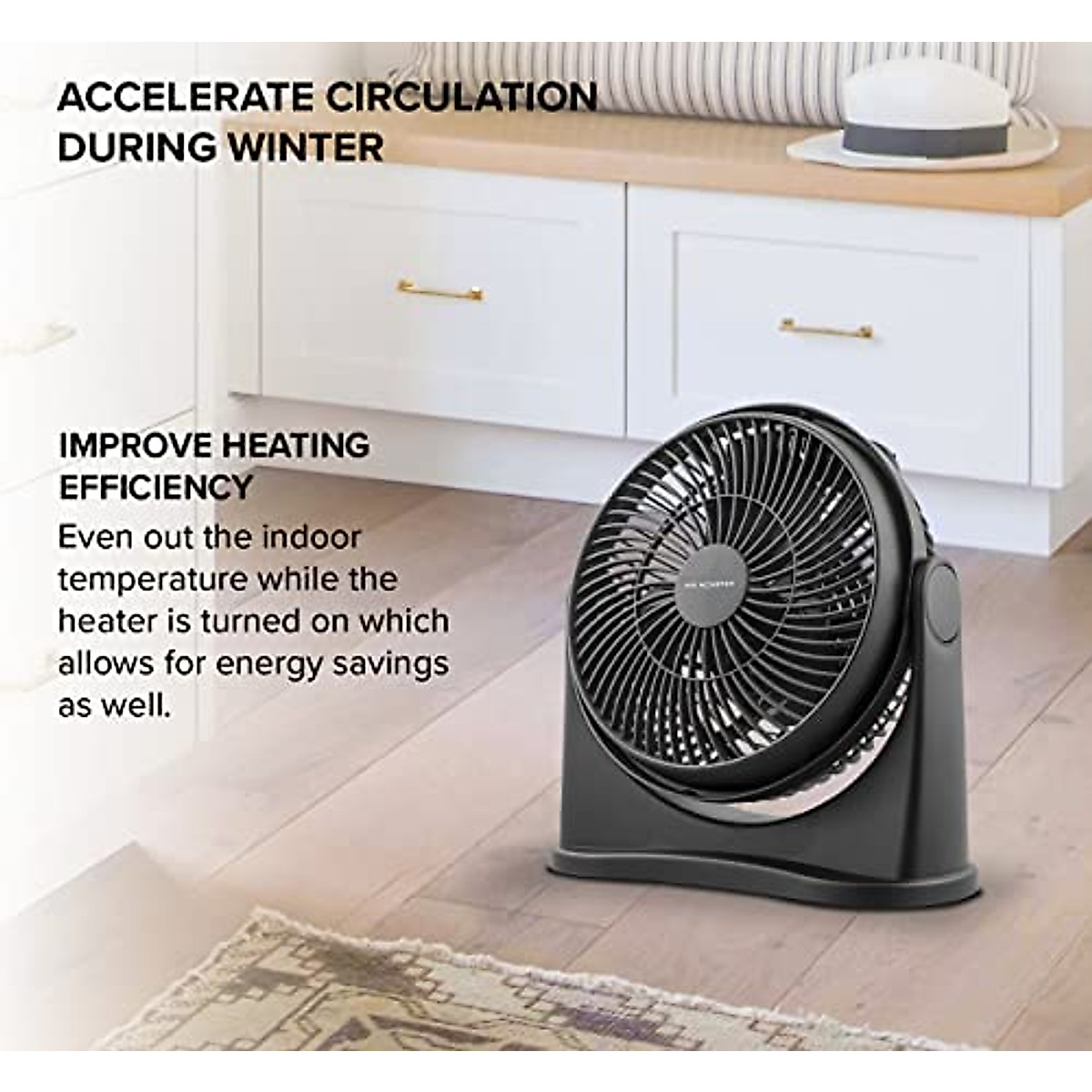 Air Monster 15655 High Velocity 3 Speed 8 Inch Adjustable Tilt Mini Personal Desk Fan with Wall Mount Option and Carry Handle, Black