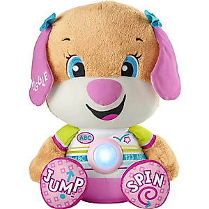 Fisher-Price Laugh & Learn Toddler Learning Toy So Big Sis Musical Plush Puppy with Smart Stages Content for Ages 18+ Months