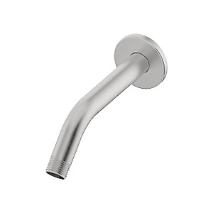 Derengge Shower Arm with Flange,6.5Inch Brushed Nickel Wall Mount Replacement Arm, Angle Shower Head Arm for Fixed Shower Head,RP-1121-BN