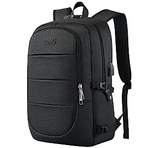 AMBOR Travel Laptop Backpack,17.3 inch Anti Theft Business Laptop Backpack with USB Charging Port and Headphone Interface , College School Backpack for Men & Women,Black
