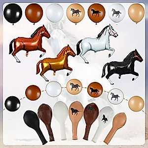 Zhanmai 100 Pieces Horse Balloons Cowboy Party Decorations 40 Inches Horse Shaped Foil Balloon Latex Balloons Horse Themed Garland Arch Kit for Birthday Baby Shower(Brown, Cowboy)