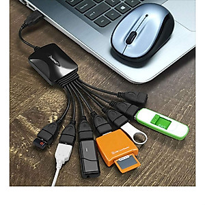 7 Port USB 2.0 Black High Speed Hub Splitter Cable High Speed for PC Laptop Mac