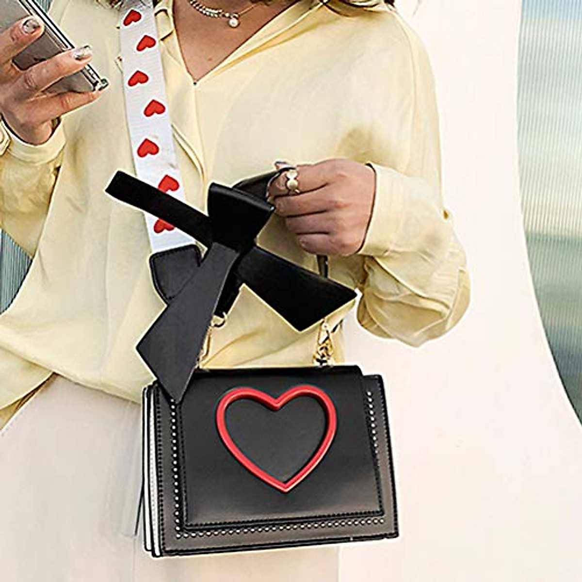 TENDYCOCO Simple Tote Bag Adjustable Bag Fashionable Trendy Universal Bag Black