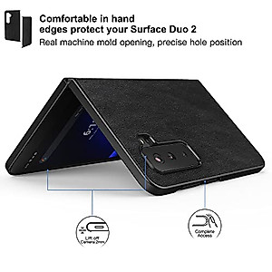Foluu for Microsoft Surface Duo 2 Case, Surface Duo 2 2021 Leather Case, [Slim & Lightweight] PU Leather Back Cover Hard PC Durable Protective Phone Case for Microsoft Surface Duo 2 2021 (Blue)