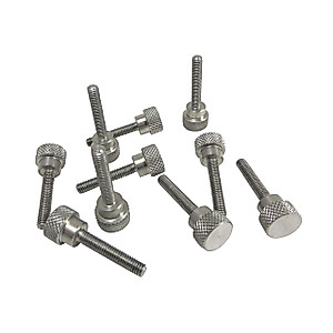 10 Pack 10-32 x 1 Inch Threads 303 Stainless Steel Diamond Knurled Thumb Screws Knobs with Straight Shoulders Right-Hand Threads SAE Flat Tip Uncoated