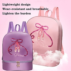 Yitengteng Ballet Dance Backpack with Separate Shoe Compartment,Little Girls Ballerina Bag Embroidery Dance Toddler Bag for Gymnastics Latin Dance Yoga Tap Dance Jazz Storage Bag