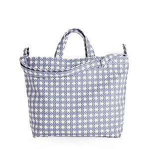 Horizontal Zip Duck Bag - Blue Pixel Gingham
