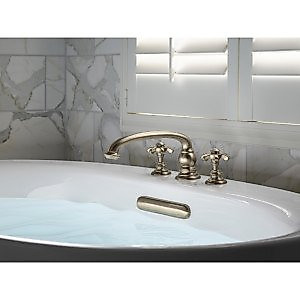 KOHLER K-72778-BN Artifacts Deck-Mount Bath Spout with Arc Design, Less Handles, Vibrant Brushed Nickel