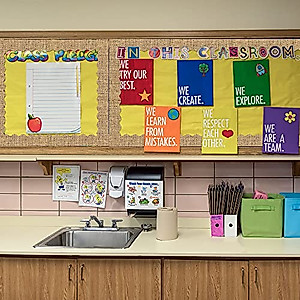 Burlap Scalloped Border Trim, Bulletin Borders Stickers, 66 ft Back to School Decoration Borders for Bulletin Board/Black Board Trim, Teacher Student Use for Classroom School Decoration