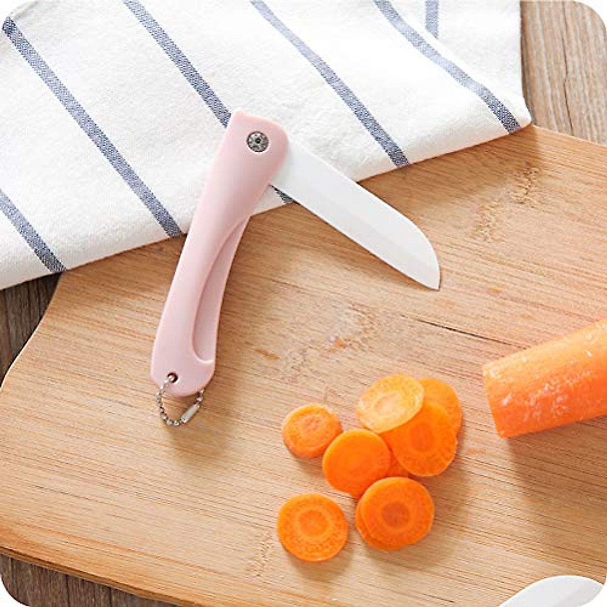 Portable Foldable Fruit Paring Knife Household Kitchen Ceramic Fruit Knife (Green)