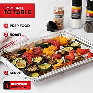 Stock Your Home Disposable Aluminum Foil Broiler Pan (10 Pack) for Oven - Durable Broiling Drip Trays with Ribbed Bottom Surface for BBQ Grill-Like Texture - 13x9 Inch Pans