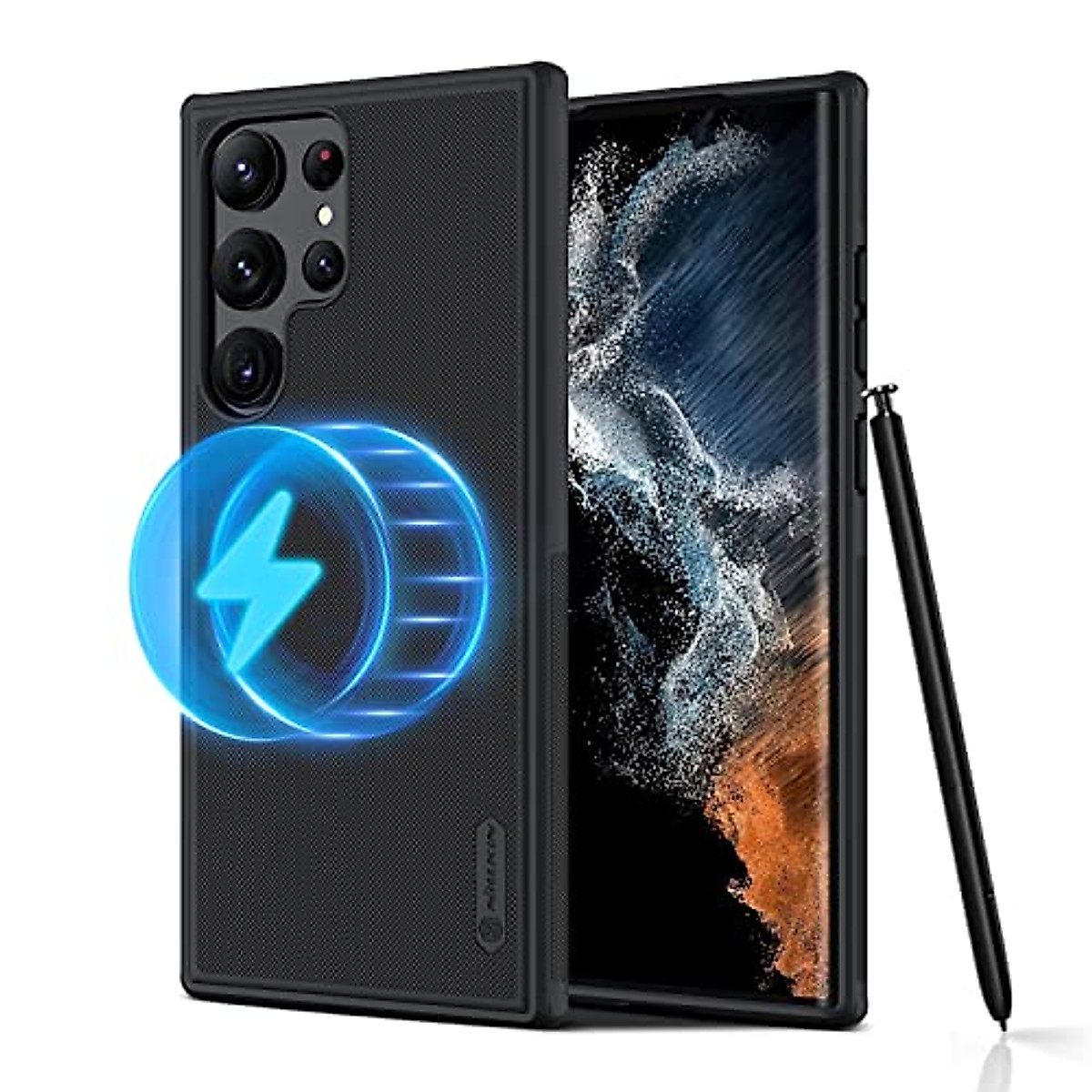 Nillkin Frosted Shield Magnetic Case for Galaxy S23 Ultra 6.8 - Rugged Shockproof 5G - Black