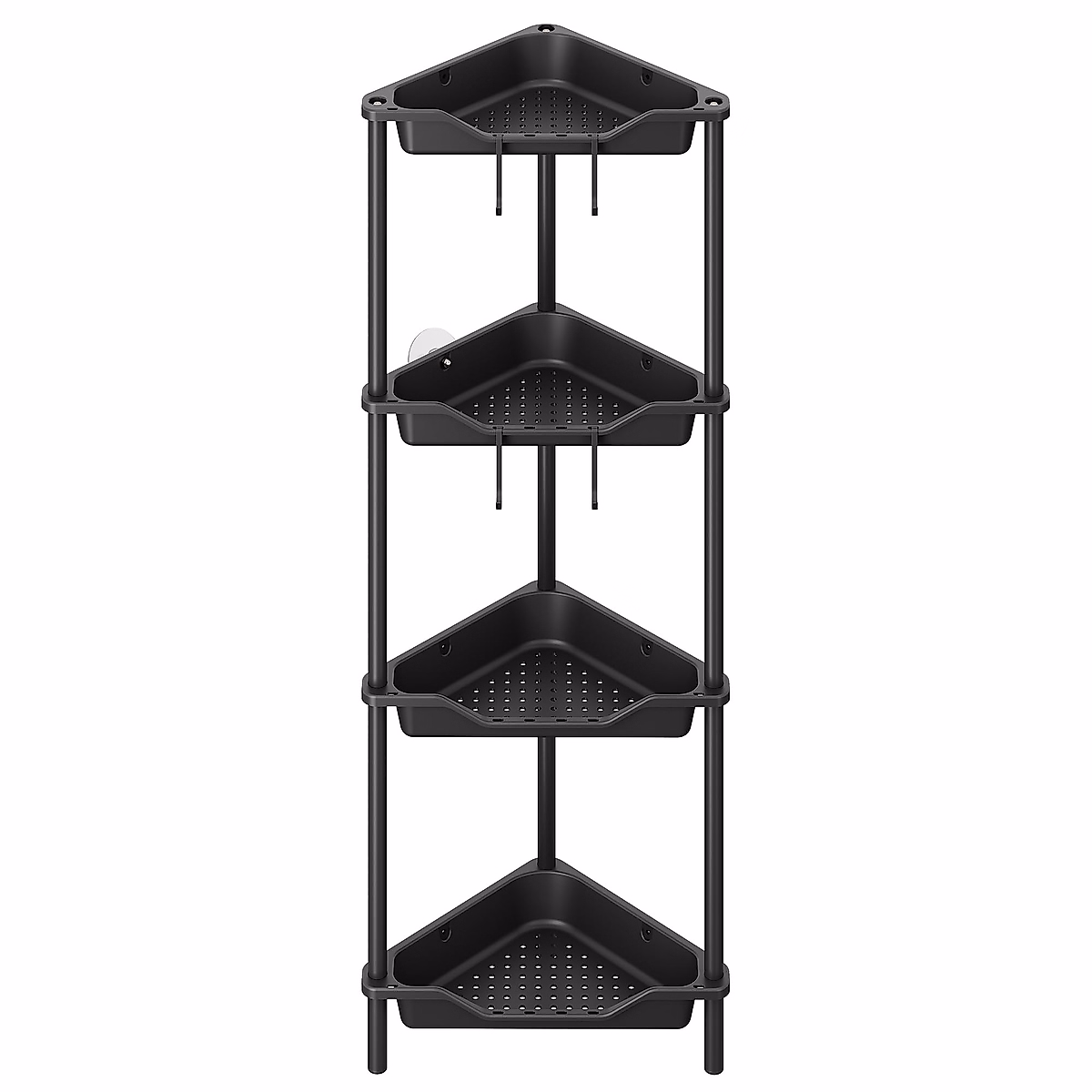 Purdaz 4 Tier Shower Caddy Organizer Shelf Corner, Rustproof, Plastic Shower Rack Stands for Inside Bathroom,Shower Pan, Black
