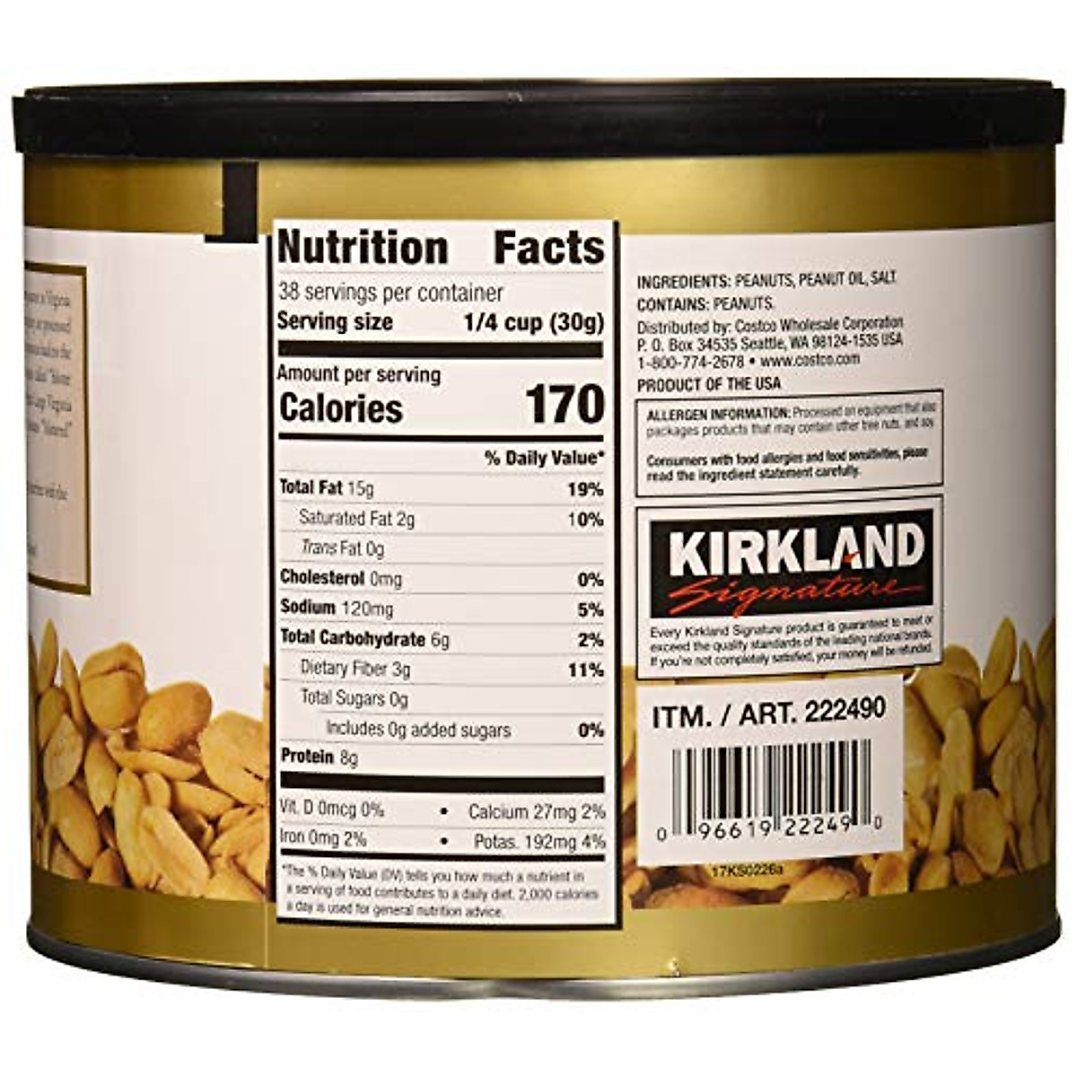 Kirkland Signature Nuts, Super XL VA Peanuts, 40 Ounce (Pack of 2)