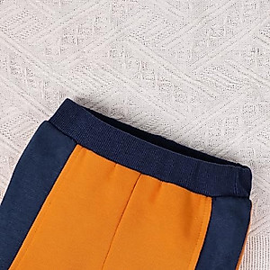 CETEPY Baby Boys Clothes 12-18 Months Toddler Boy Sweatshirt Patchwork Fall Winter Long Sleeve Shirt Pants Outfits Clothing Set Set Yellow 12-18 Months