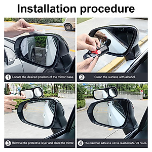 LivTee Blind Spot Mirror, Double Adjustable Mounted Blindspot Mirror HD Glass Wide Angle View, Side Rearview Mirror Universal, Left