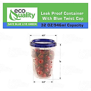 [3 PACK] 32 oz Twist Top Storage Deli Containers - Airtight Reusable Plastic Food Storage Canisters with Twist & Seal Lids, Leak-Proof - Meal Prep, Lunch, Togo, Stackable, BPA-Free Snack Containers