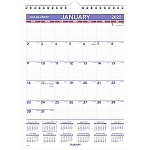 2022 Wall Calendar by AT-A-GLANCE, 8" x 11", Small, Monthly (PM128)
