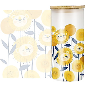 AGH 6pcs 18oz Frosted Sublimation Glass Blanks With Bamboo Lid, Sublimation Straight Cups Blank With Stainless Steel Straw & Clean Brush, Glass Can Beer Tumbler For Iced Coffee Juice Soda Drinks