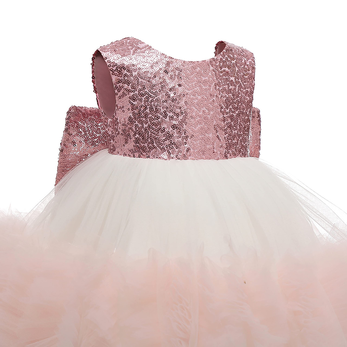 ABAO SISTER Baby Girls Sequined Flower Girl Dress Toddler Princess Tulle Tutu Pageant Ball Gowns, Pink 24M
