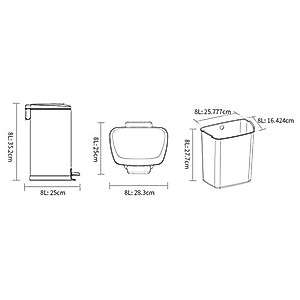 TKFDC Slim Profile Bathroom Waste Bin in Stainless Steel, Brushed Stainless Steel (Color : C)