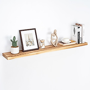 Axeman Rustic Floating Shelves, 48 Inch Wood Floating Shelf Mantle Shelf, 8 Inch Deep Wooden Wall Shelves for Living Room Bedroom Laundry Room Garage Farmhouse - Carbonized Black