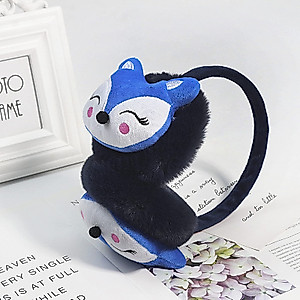 RONGXG Cute Fox Earmuff Girl Boy Plush Winter Warm Ear Muff Soft Furry Outdoor Ear Warmer Muff Kid Ear Cover Anti-Cold Ear Protector, Blue, One Size
