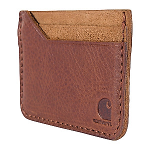 Carhartt Men's Rugged Patina Leather Wallets, Available in Multiple Styles and Colors, Front Pocket (Brown), One Size
