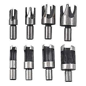 Eyech 8pcs Wood Plug Cutter Drill Bits Taper Claw Type Wood Plug Cutter Set Woodworking Hole Saw Cutting Tool 5/8" 1/2" 3/8" 1/4"