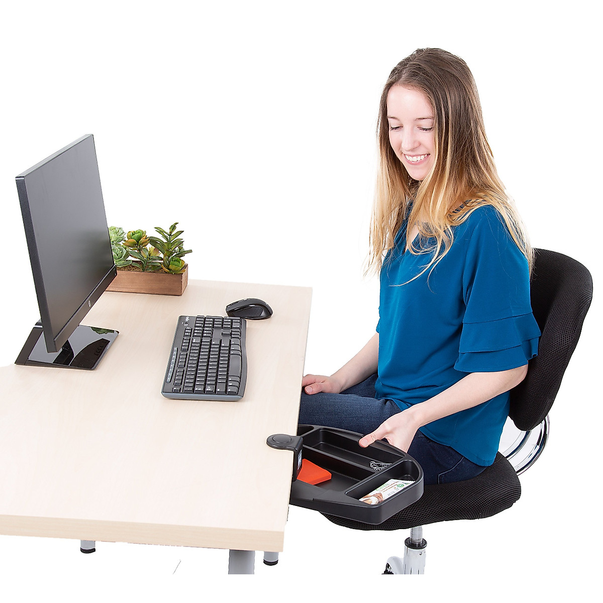 Stand Steady Pen Cup | Original 3-in-1 Desk Organizer | Free Up Desk Space with Clamp On Pen Holder & Bag Hook | No Drill Needed | Organize Pencils, Markers, Paper Clips & More (Black)