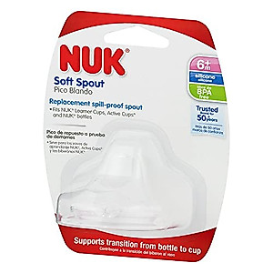 NUK Replacement Silicone Spout for NUK Active and Learner Cups and NUK Bottles, Clear