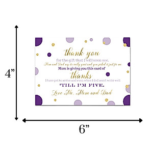 Paper Clever Party Purple and Gold Baby Shower Thank You Postcards (15 Pack) Girls Notecards Only Eco-friendly Postal Note with Message from Newborn – Mermaid Princess Gender Reveal - 4x6