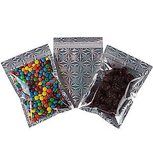 100 Pack Smell Proof Bags - Various Size Reclosable Mylar Bags Resealable Clear Ziplock Holographic Rainbow Color (Snowflake, 10x15cm (4"x6"))