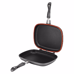 Grill Pan Frying Double Side With Antiburn Handle: Kitchen Supplies Pot (32Cm 12.6In)