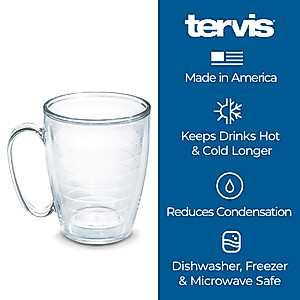 Tervis Woodgrain American Flag Insulated Tumbler with Wrap and Red Lid, 16 oz, Clear