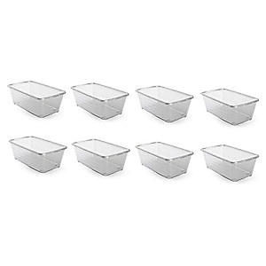Life Story 6 Quart Rectangular Clear Plastic Protective Storage Shoe Box, 8 Pack