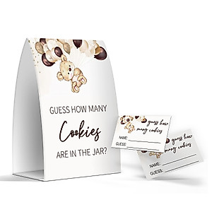 Guess How Many Cookies Are In The Jar, Baby Shower Games, Baby Shower Decorations - One Sign and 50 Cards(MANY026)