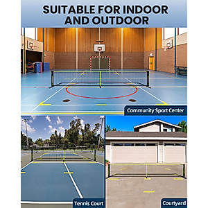Bltend Pickleball Set - 22FT Regulation Size Portable Net, 4 Pickle Balls, Court Marker, Carry Bag and Tape Measure - Indoor Outdoor Driveway Gifts