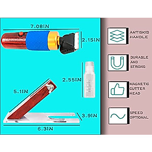 Carpet Trimmer with Shearing Guide, Electric Speed Adjustable Rug Tufting Carver Clippers, Electric Rug Shears Carpet Carving Tool for Handmade Rug Clean and Tufted Rug(with Stand Base and 2 Blades)